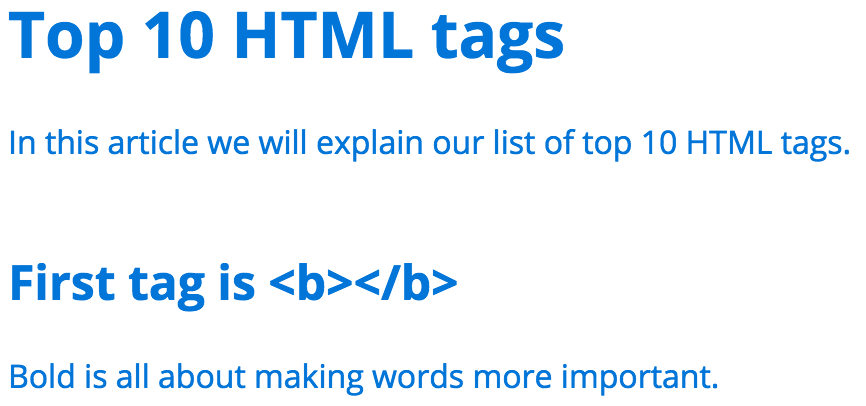 Top 10 HTML tags Top 10 HTML tags